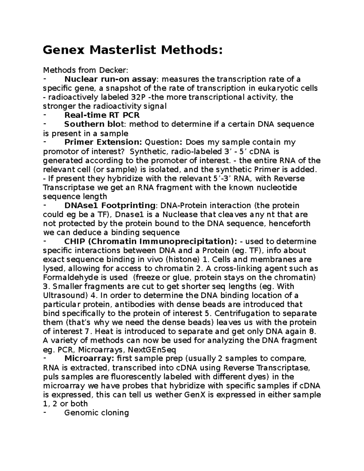Genex Masterlist Methods - Genex Masterlist Methods: Methods from ...