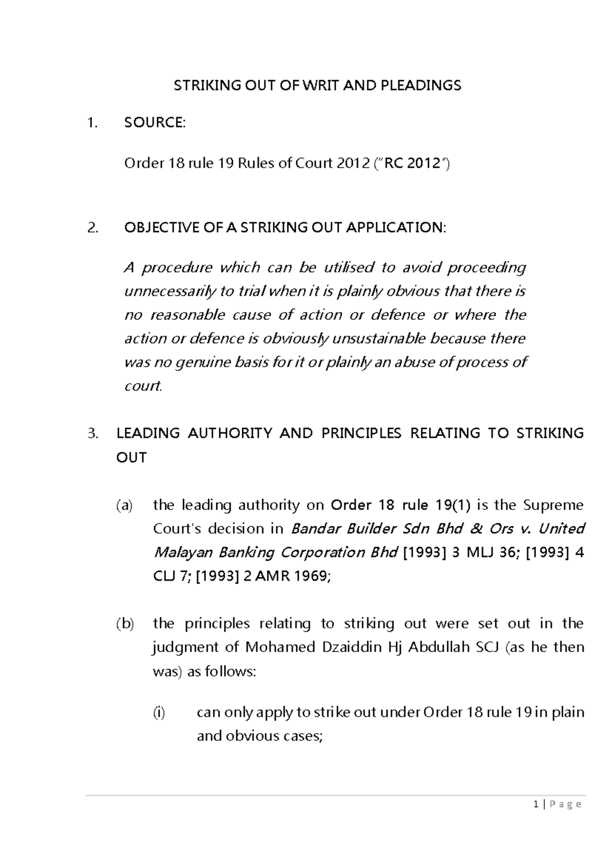 3.Lecture Notes on Striking Out Pleadings under Order 18 Rule 19 RC ...