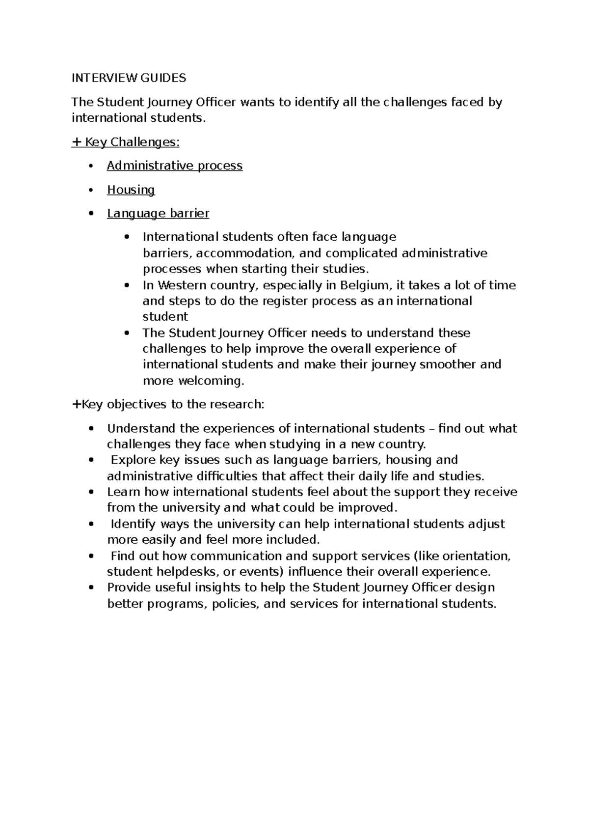 INTERVIEW GUIDE: Challenges Faced by International Students at KU ...