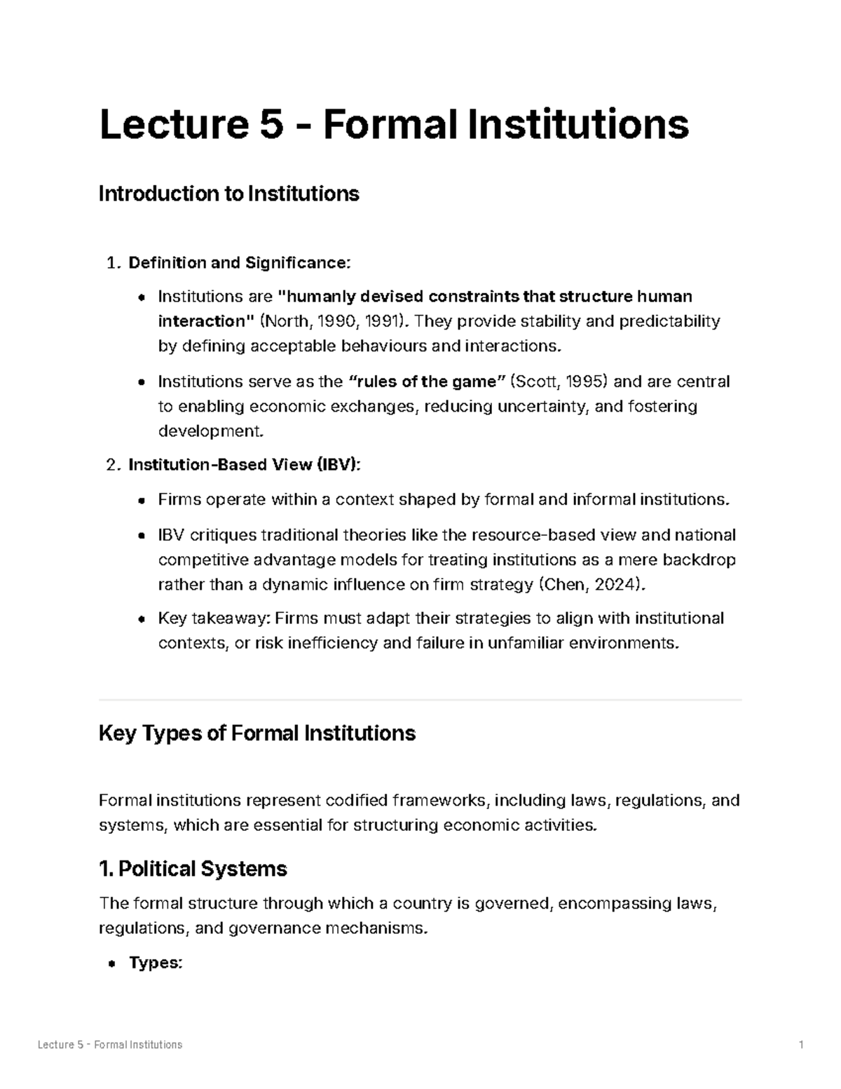 Lecture 5: Exploring the Role of Formal Institutions in Economic ...