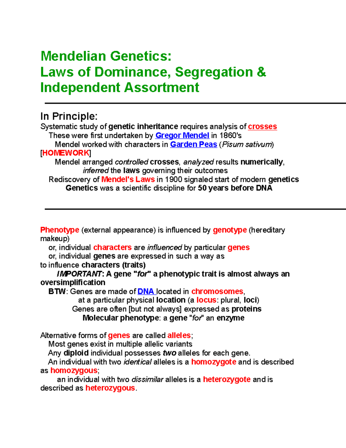 Mendelian Genetics - Laws of Dominance, Segregation & Independent ...
