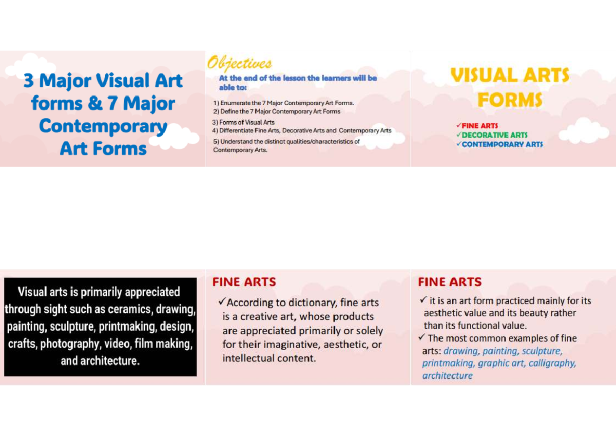 04-3-Visual Arts: 7 Major Contemporary Art Forms Overview - Studocu