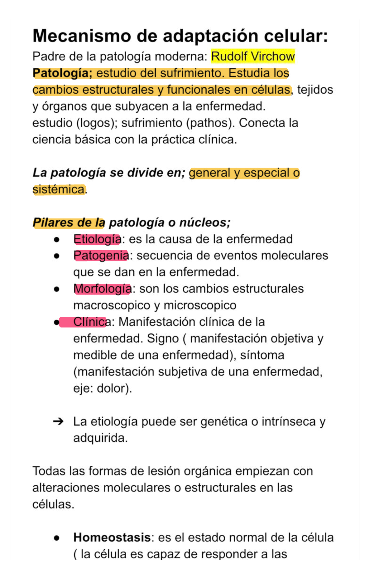 Repaso de Patología Moderna: Mecanismos de Adaptación Celular - Studocu