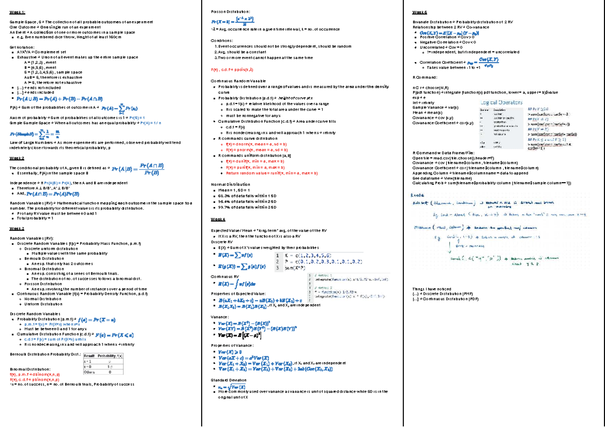 Statistics Quiz Cheatsheet: Poisson Distribution & Random Variables ...