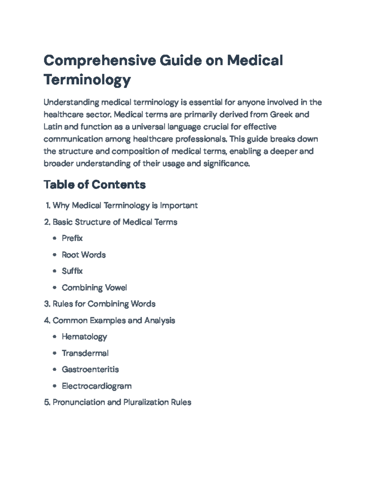 Comprehensive Guide to Medical Terminology for Healthcare Professionals ...