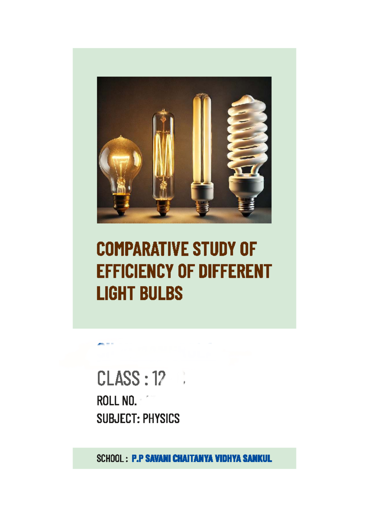 Comparative Study of Light Bulb Efficiency: Class 12 Physics Project ...