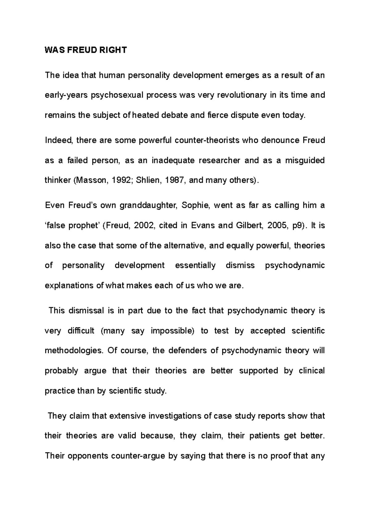 WAS Freud Right - lecture notes related to Counseling and Psychotherapy ...