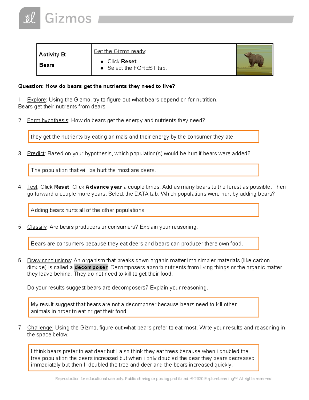 Forest Ecosystem SE-Part B - Activity B: Bears Get the Gizmo ready ...