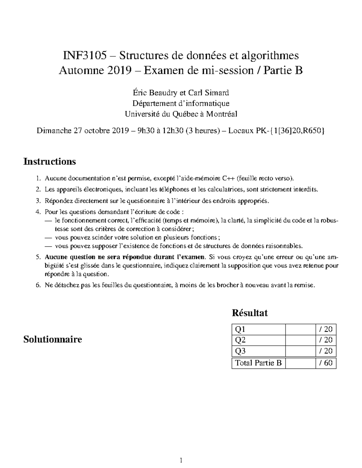 INF3105 Structures de données et algorithmes Examen Partie B Automne ...
