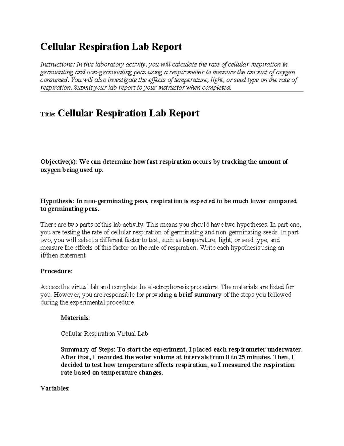 03 05 cellular respiration lab report - Cellular Respiration Lab Report ...
