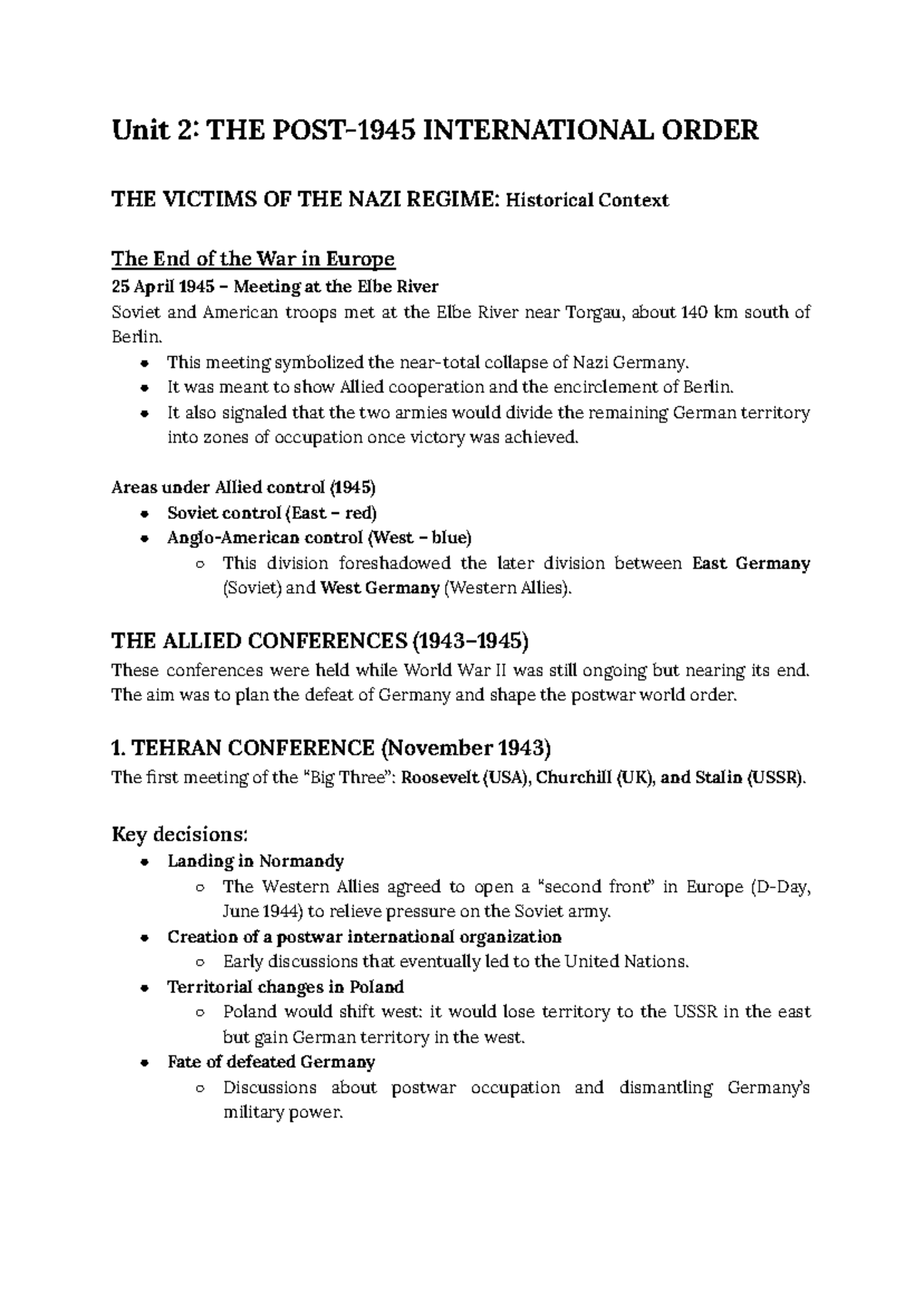 Unit 2: The International Order Post-WWII and the Cold War Dynamics ...