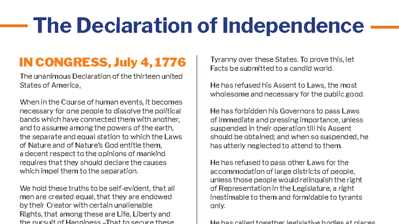 Declaration of Independence: A Historical Overview and Analysis - Studocu