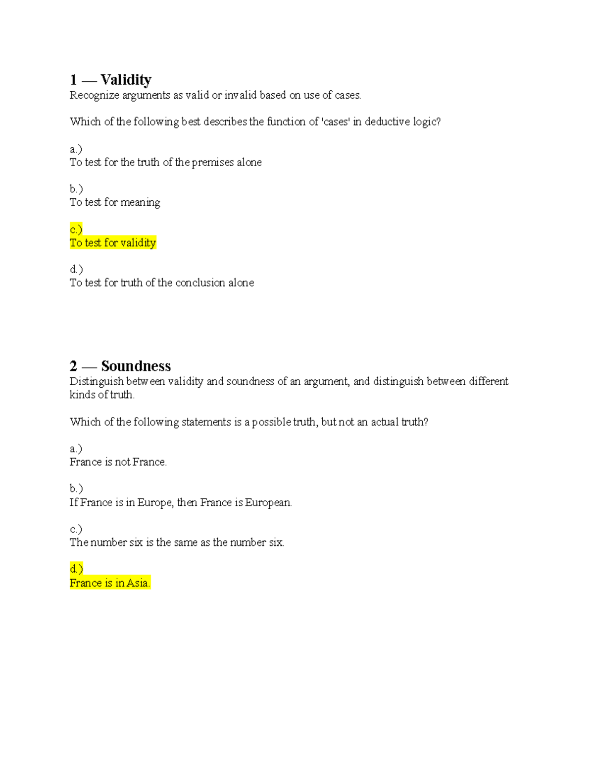 Critical Thinking challenge 2 - 1 — Validity Recognize arguments as valid or invalid based on ...