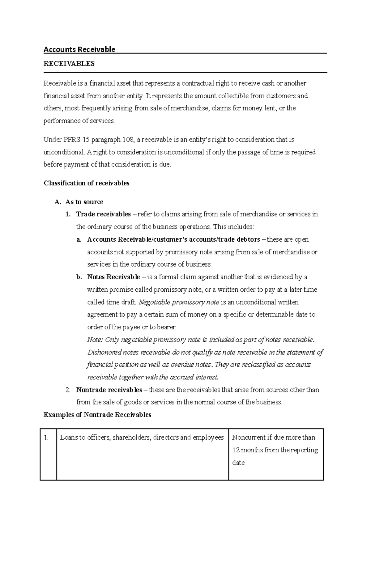 Accounts Receivable Overview and Classification Guide - Studocu