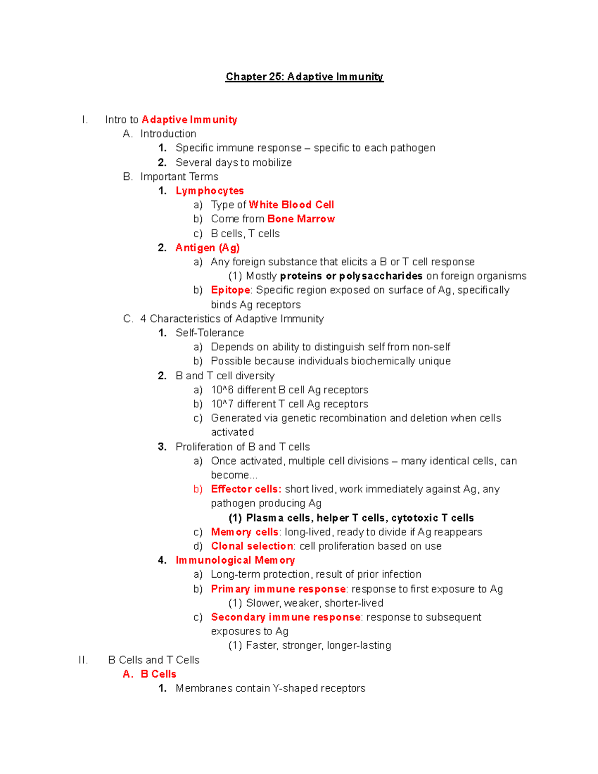 Chapter 25: Intro to Adaptive Immunity and Immune Responses - Studocu