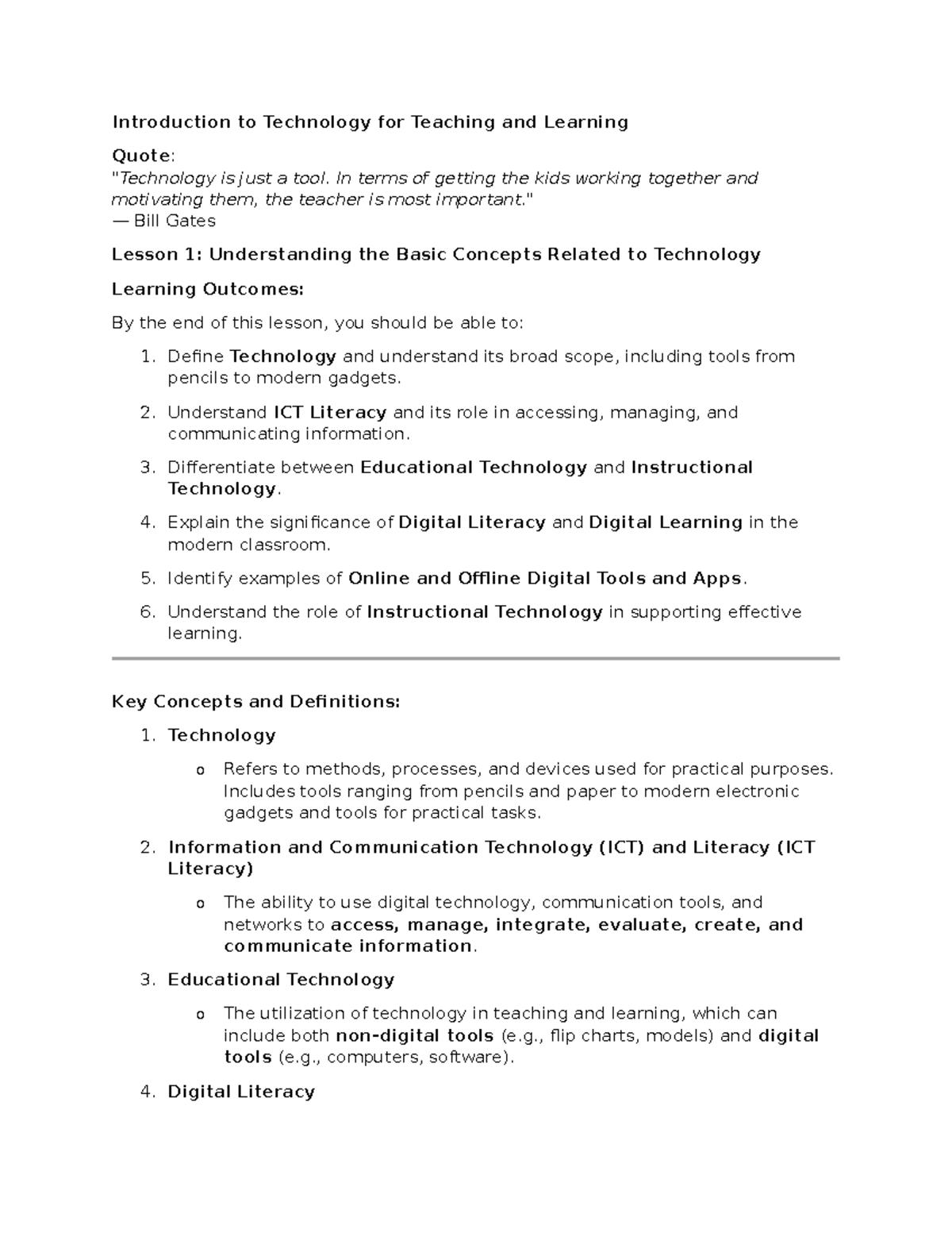 Introduction to Technology for Teaching and Learning - Introduction to ...