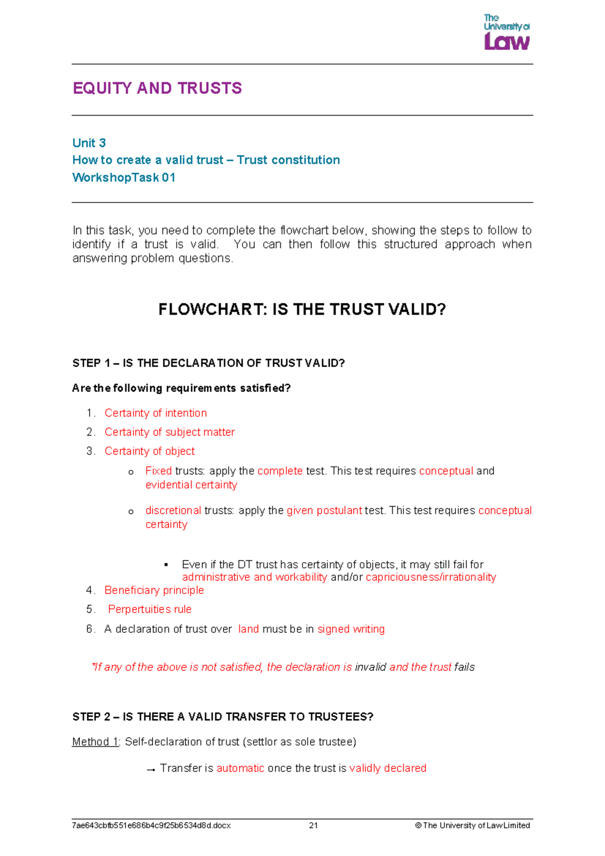 E&T Unit 3 Task 1: Valid Trust Creation Flowchart Guide - Studocu