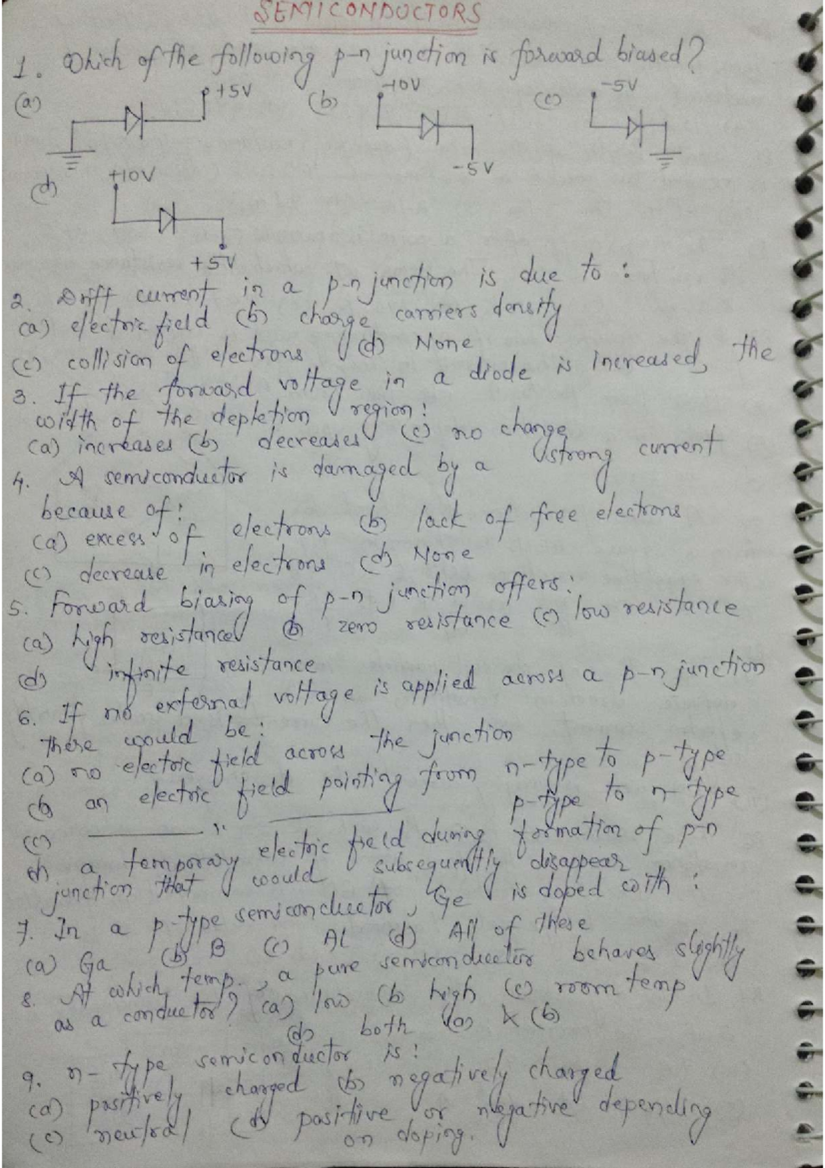 Semiconductors PYQ - Key Concepts and Junction Behavior Explained - Studocu