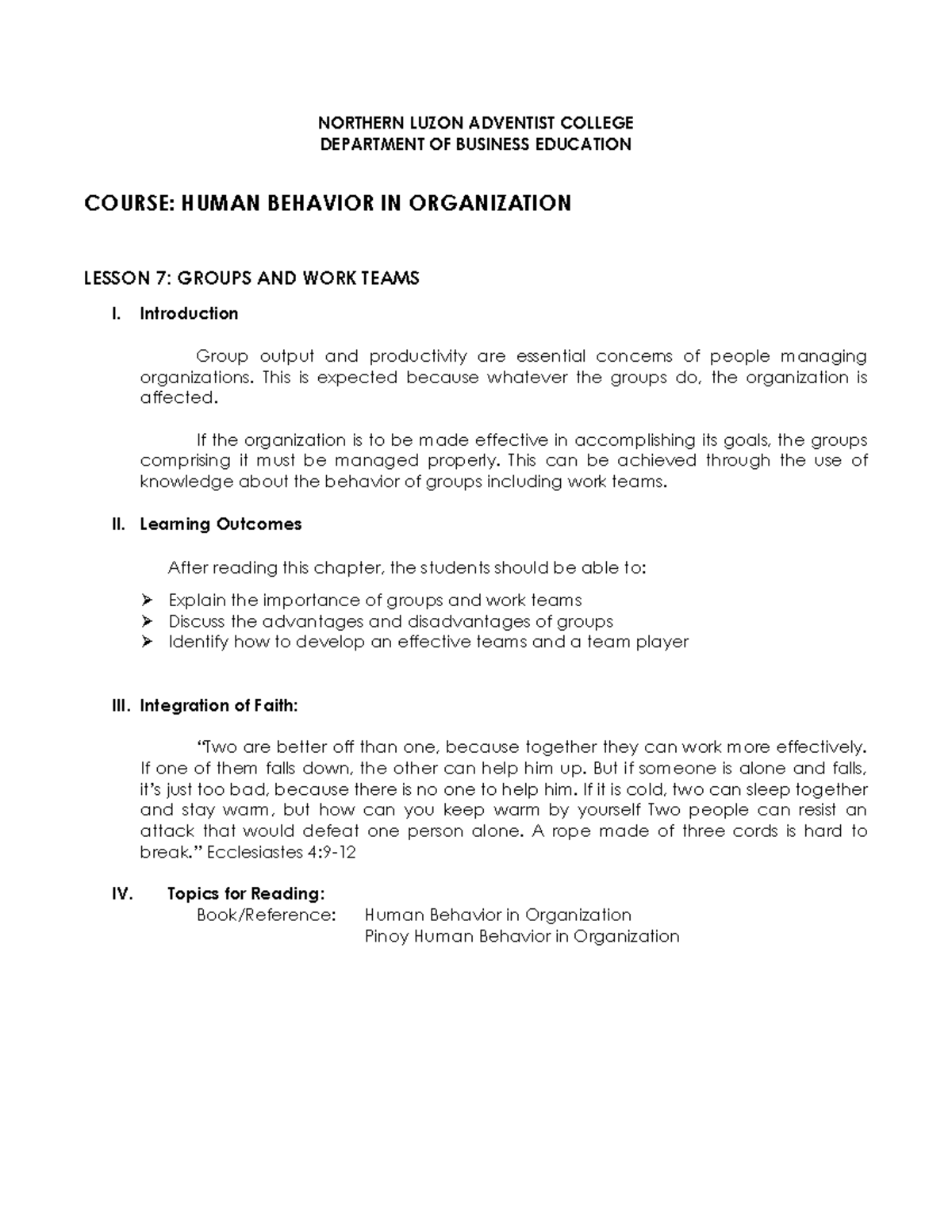 502561197 HBO Lesson 7: Understanding Groups and Work Teams - Studocu