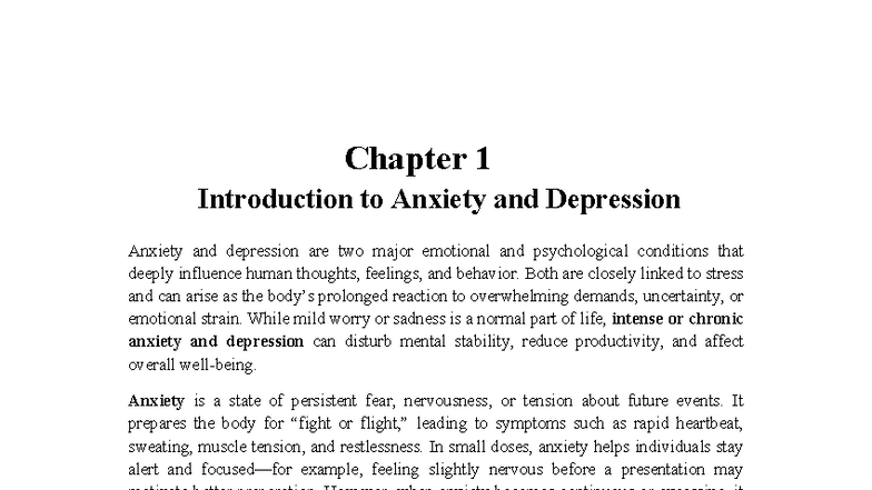 Chapter 1: Introduction to Anxiety and Depression (Psych 101) - Studocu