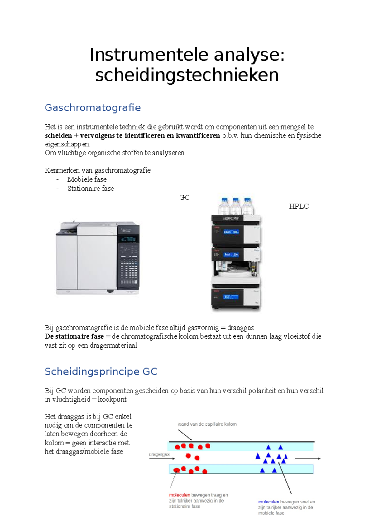 Samenvatting IA2 Deel 1 - Instrumentele analyse: scheidingstechnieken ...