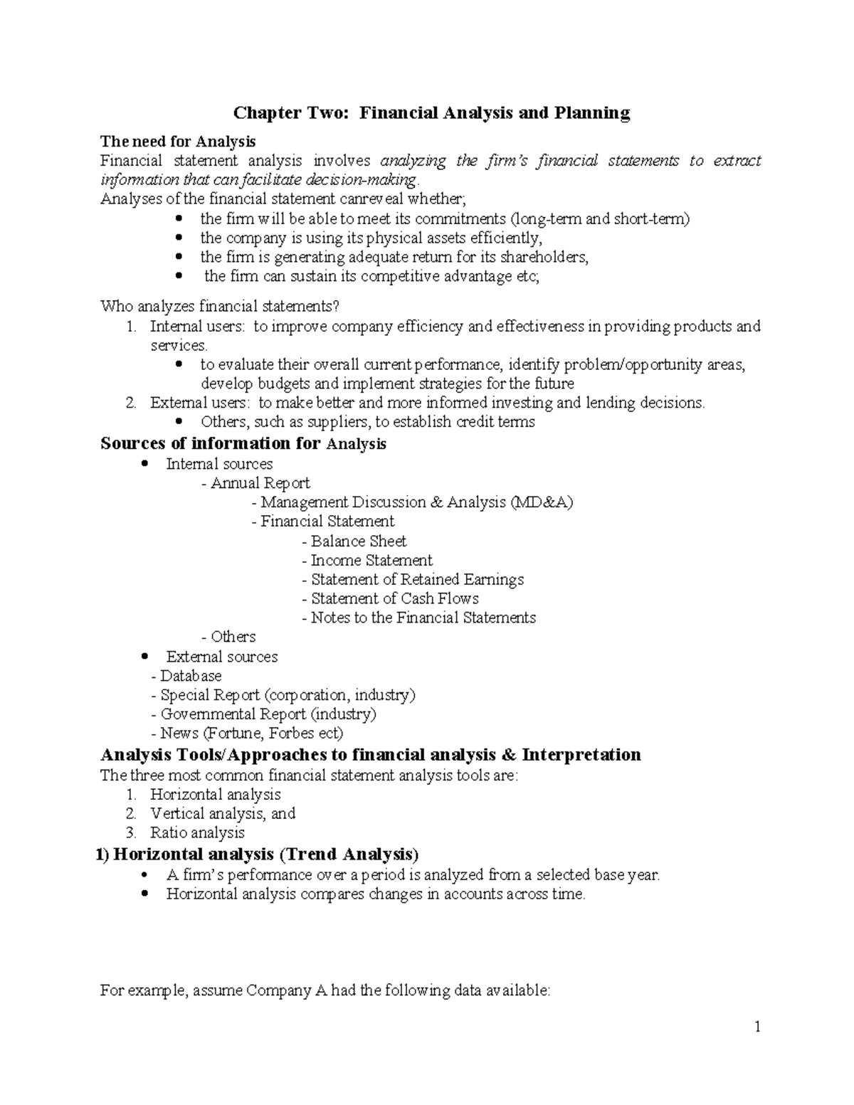 FM I - Chapter 2: Financial Analysis and Planning Insights - Studocu
