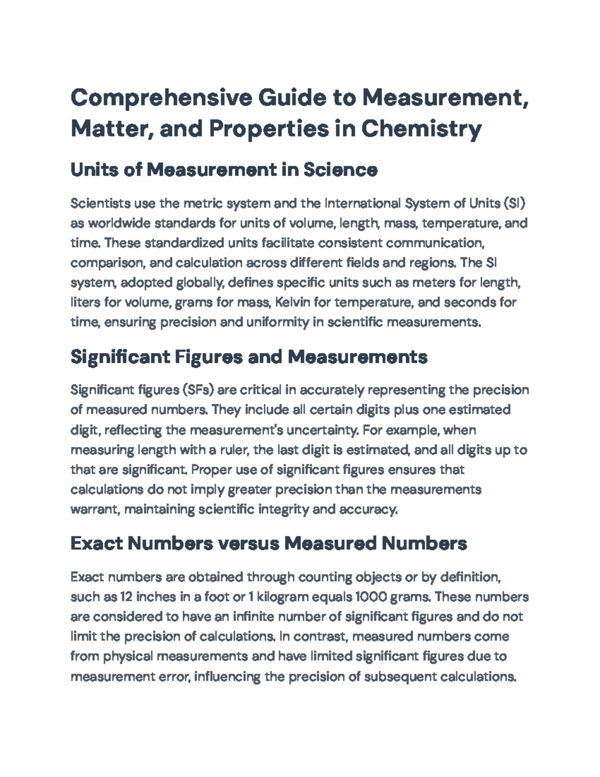 Comprehensive Chemistry Measurement Guide: Units, Properties ...