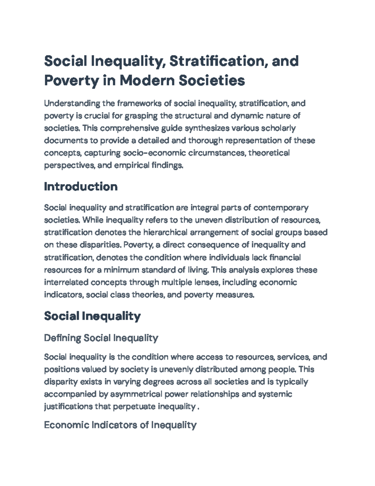 Understanding Social Inequality, Stratification, and Poverty Analysis ...