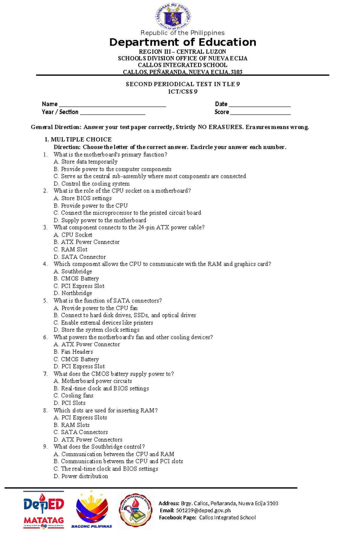 2nd Periodical-Grade 9 - Republic of the Philippines Department of ...
