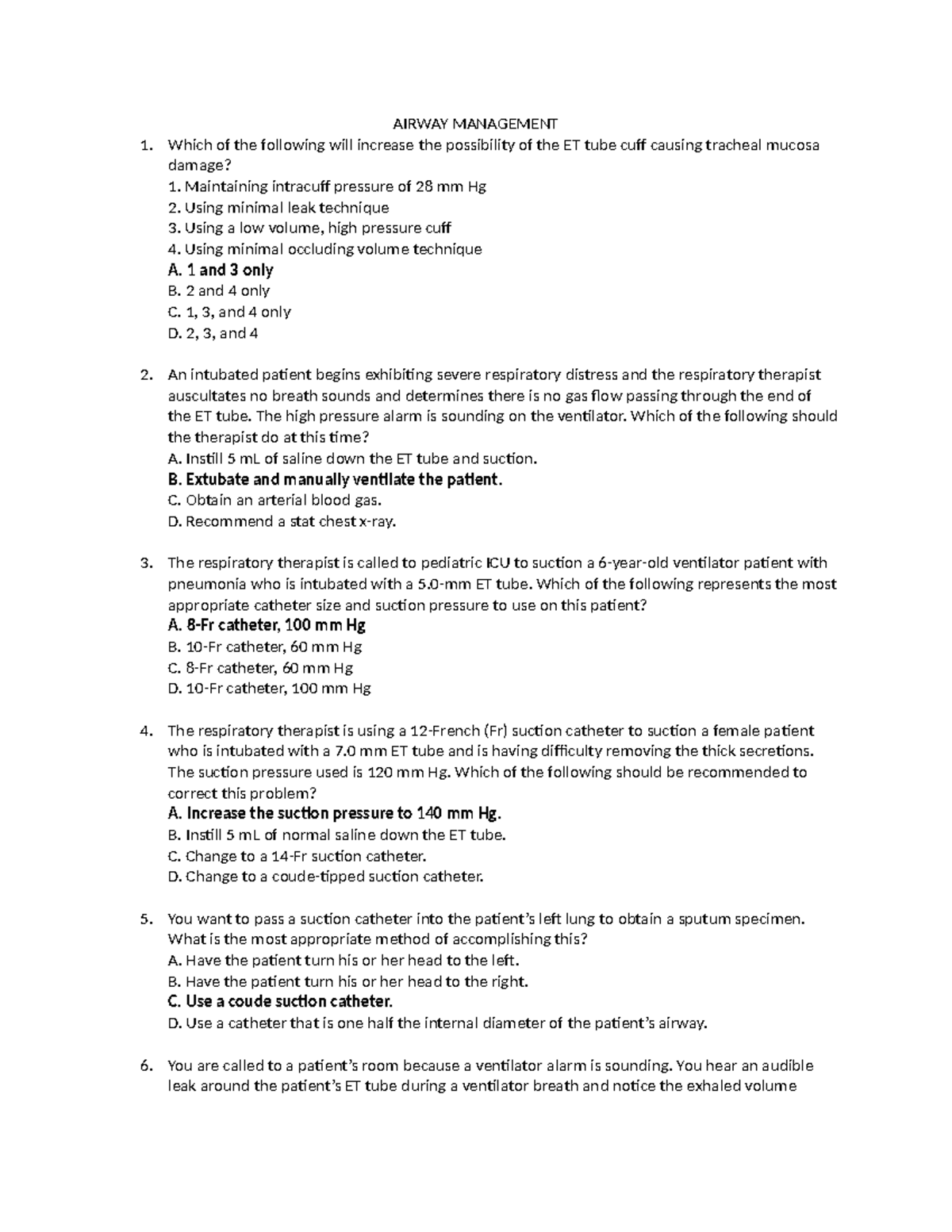 Airway Management: Key Concepts and Clinical Scenarios - Studocu