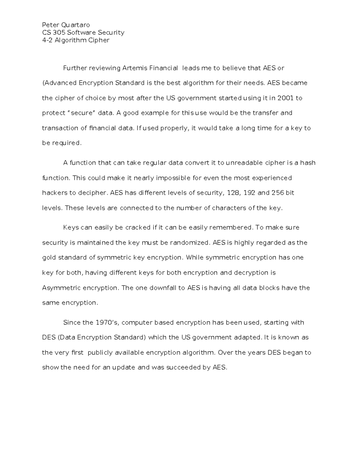 CS 305 - Module 4: Assignment on AES Cipher in Software Security - Studocu