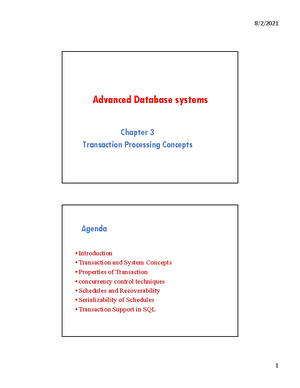 Chapter 2 - Lecture Note - Query Processing and Optimizations Chapter 2 ...