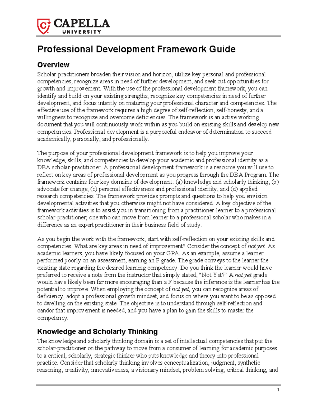 DBA Professional Development Framework Guide for Scholar-Practitioners - Studocu