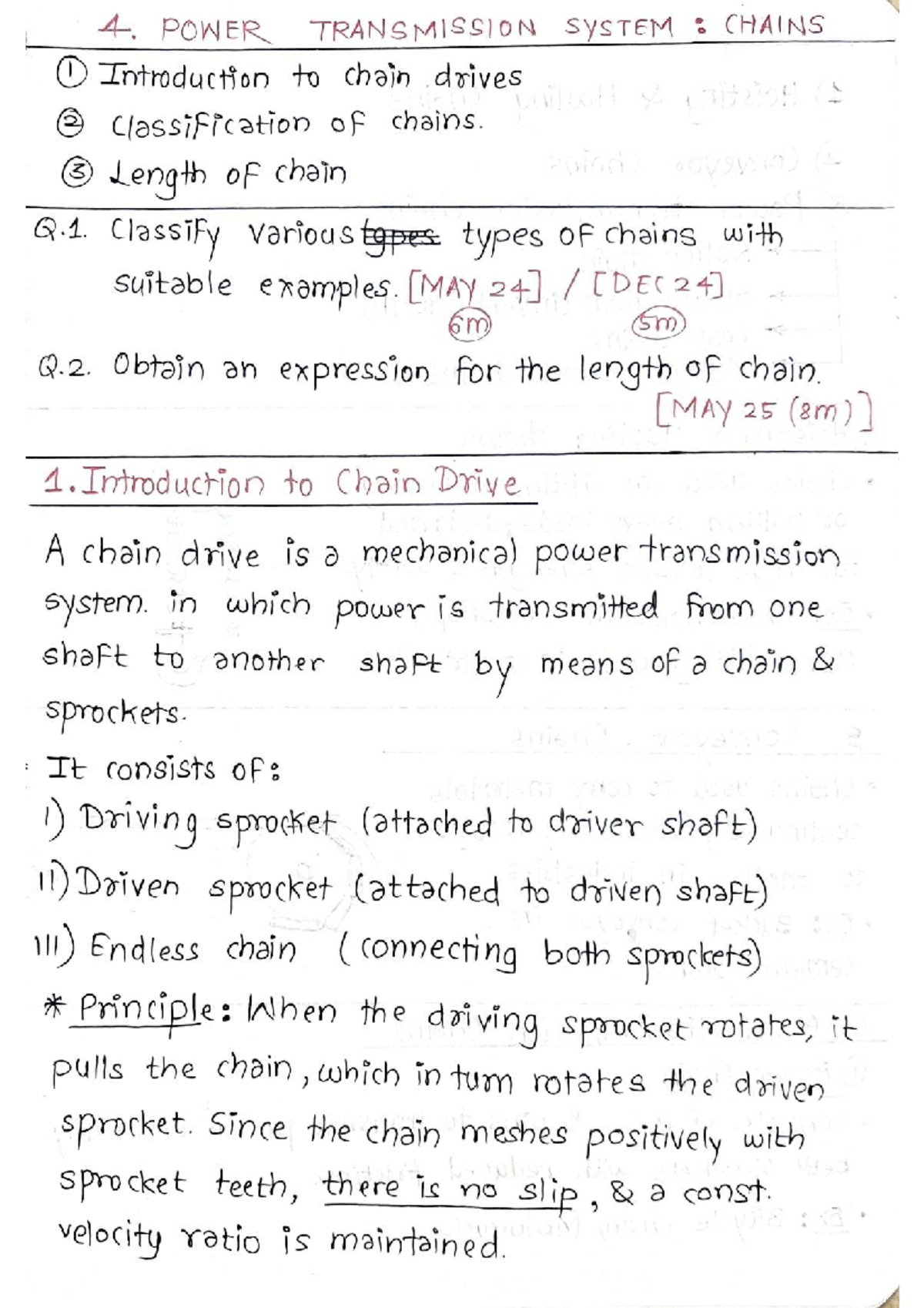TOM MOD-4: Power Transmission Systems - Chain Drives Overview - Studocu