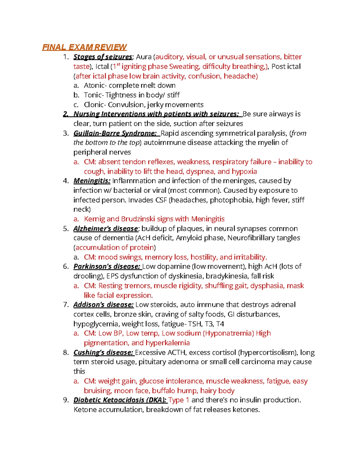 Module 11 Medical Terminology Sheet for Nervous System - Medical ...