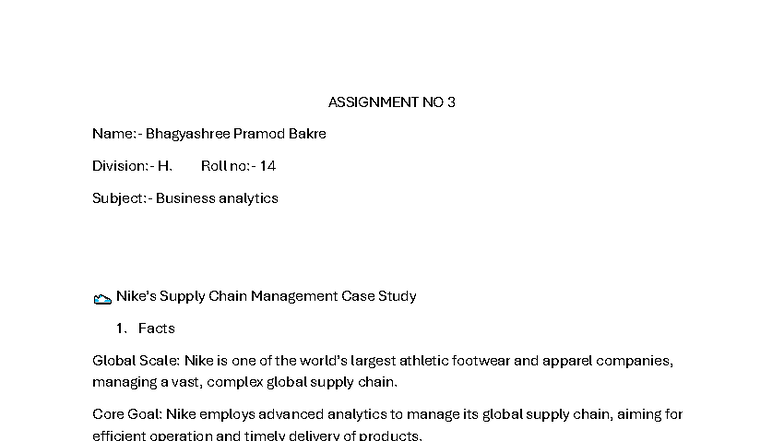 BA Assignment No 3: Nike's Supply Chain Management Case Study - Studocu