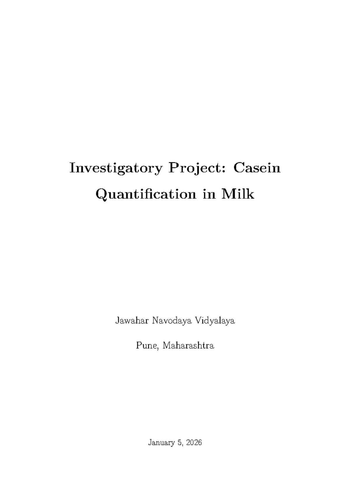 Investigatory Project: Casein Quantification in Milk (IP-Casein) - Studocu