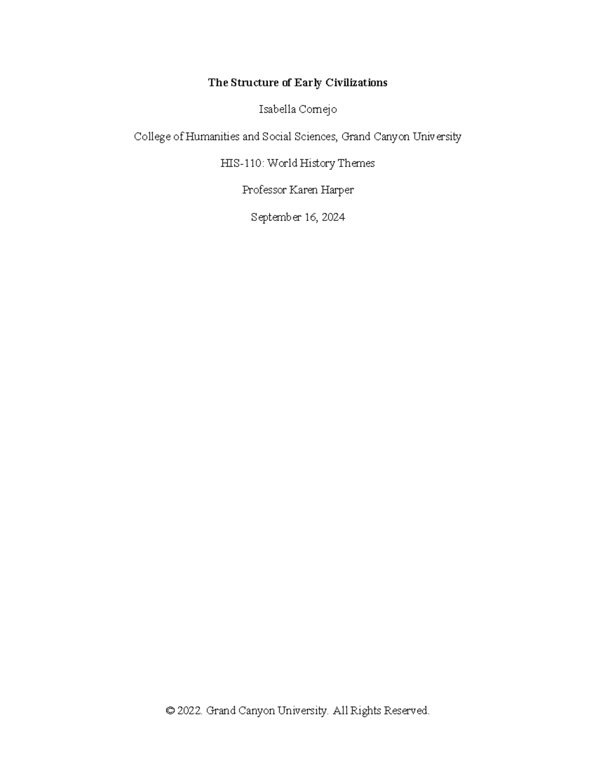 HIS 110 RS T1Structure Early Civilizations Cornejo - The Structure of ...