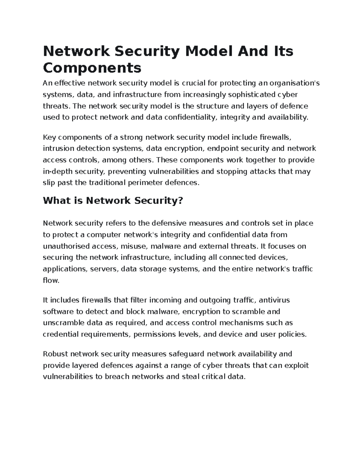 Network Security Model And Its Components UNIT I NS - Network Security ...