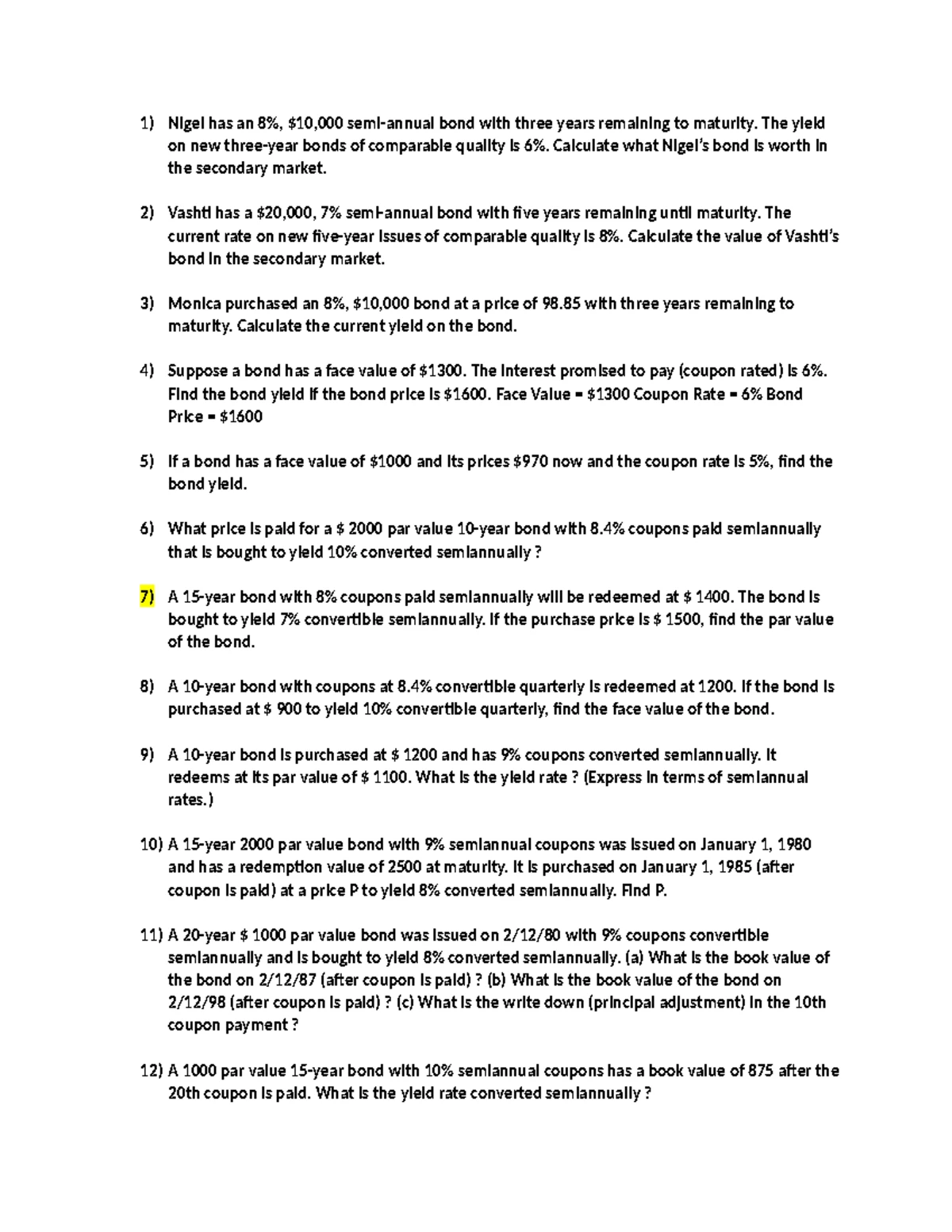 CSC 2023: Practice Test on Chapters 1-5 for Financial Markets Analysis ...