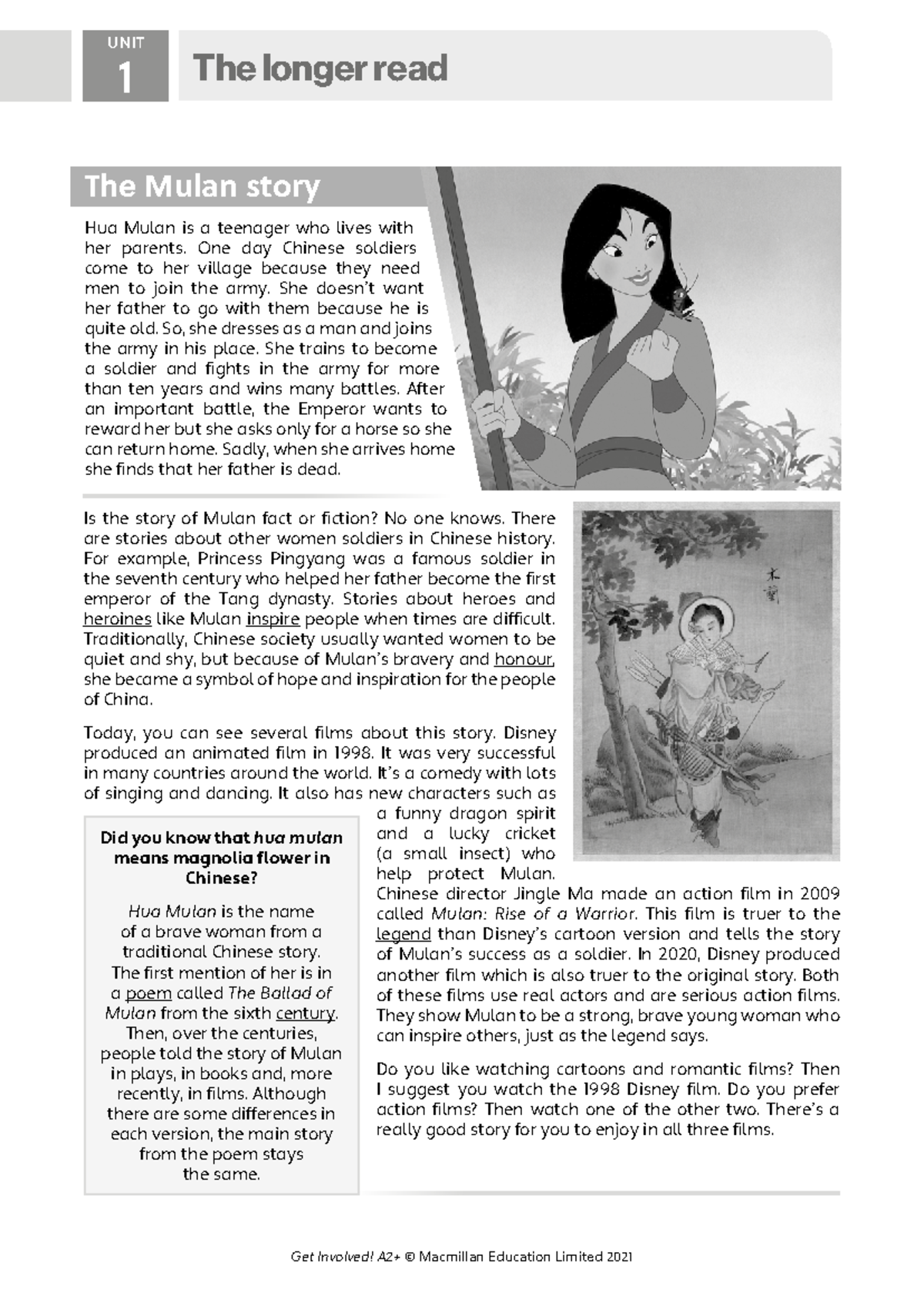 GI A2PLUS Unit 1 The longer read: The story of Hua Mulan - Studocu