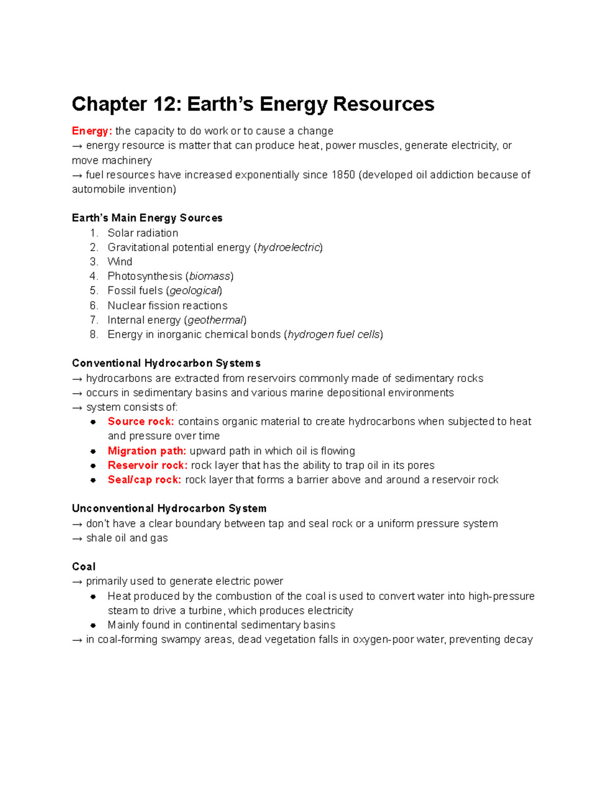 Essentials of Geology CH 12: Earth's Energy Resources Overview - Studocu