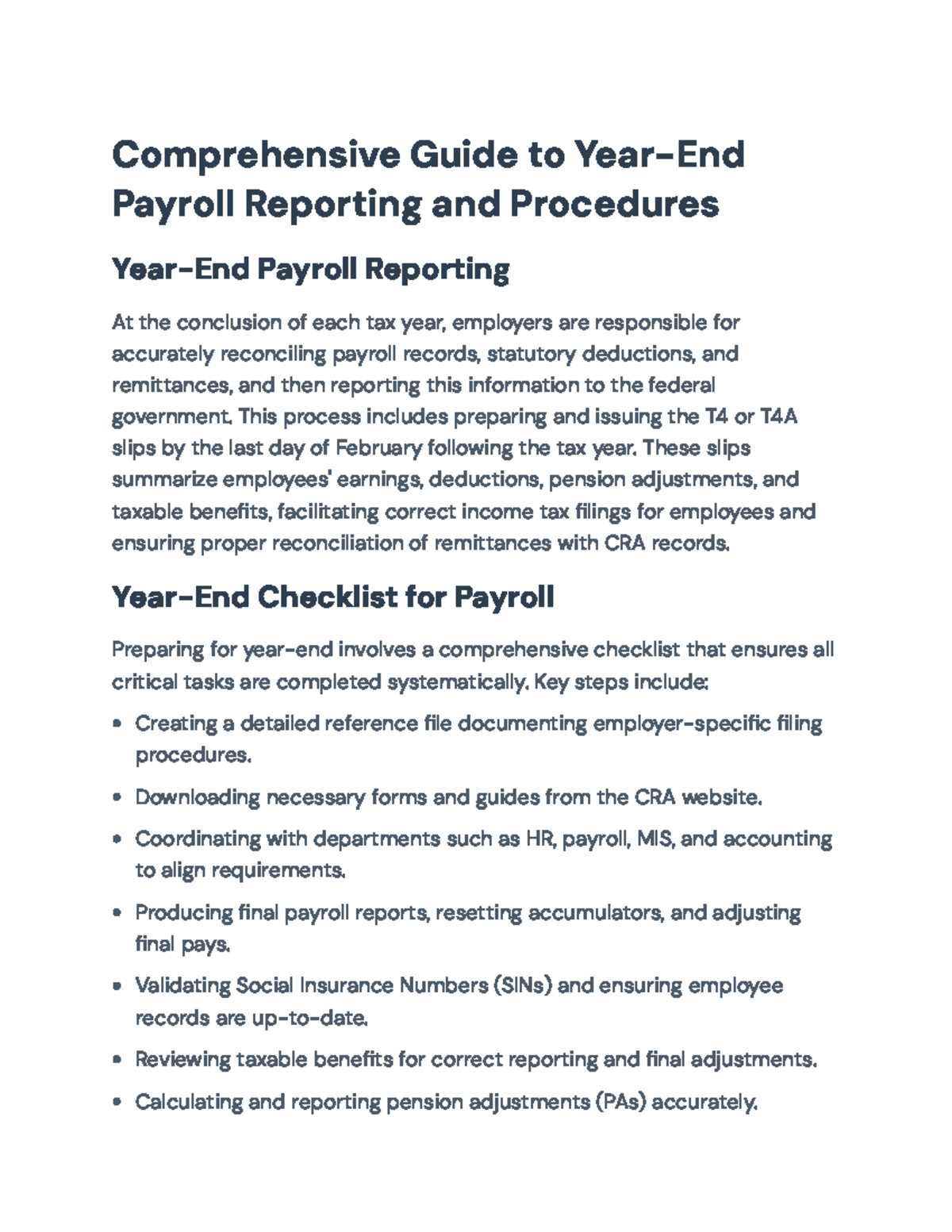 Comprehensive Year-End Payroll Reporting Guide for Employers - Studocu