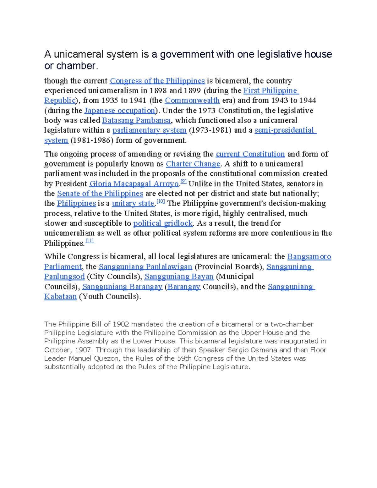 Unicameral System in the Philippines: Historical Overview and Context ...