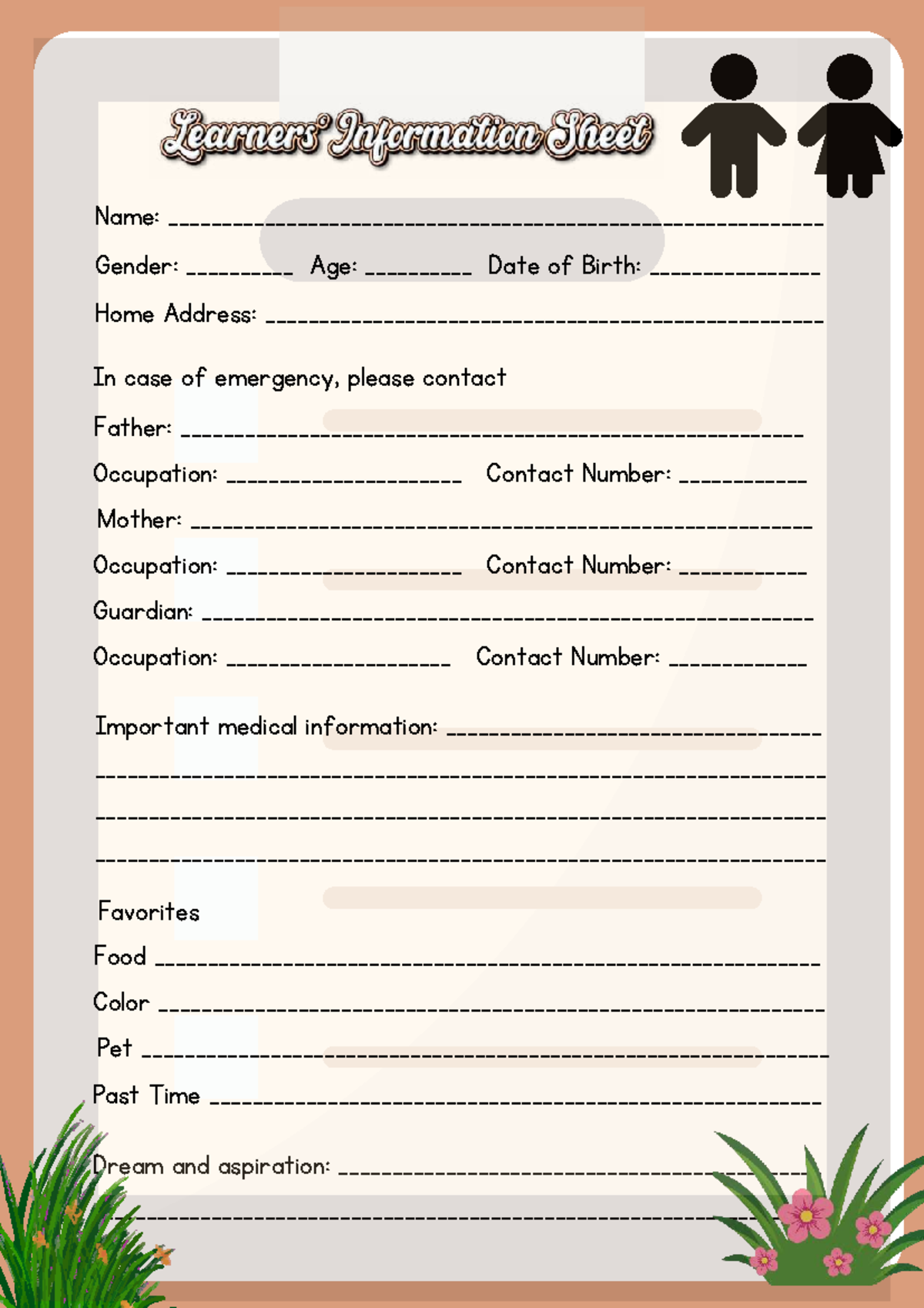 Blue Student Profile A4 Document: Personal Info & Goals - Studocu