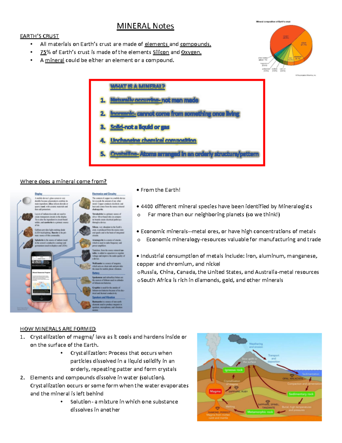 Mineral Composition and Identification: Earth's Crust Overview - Studocu