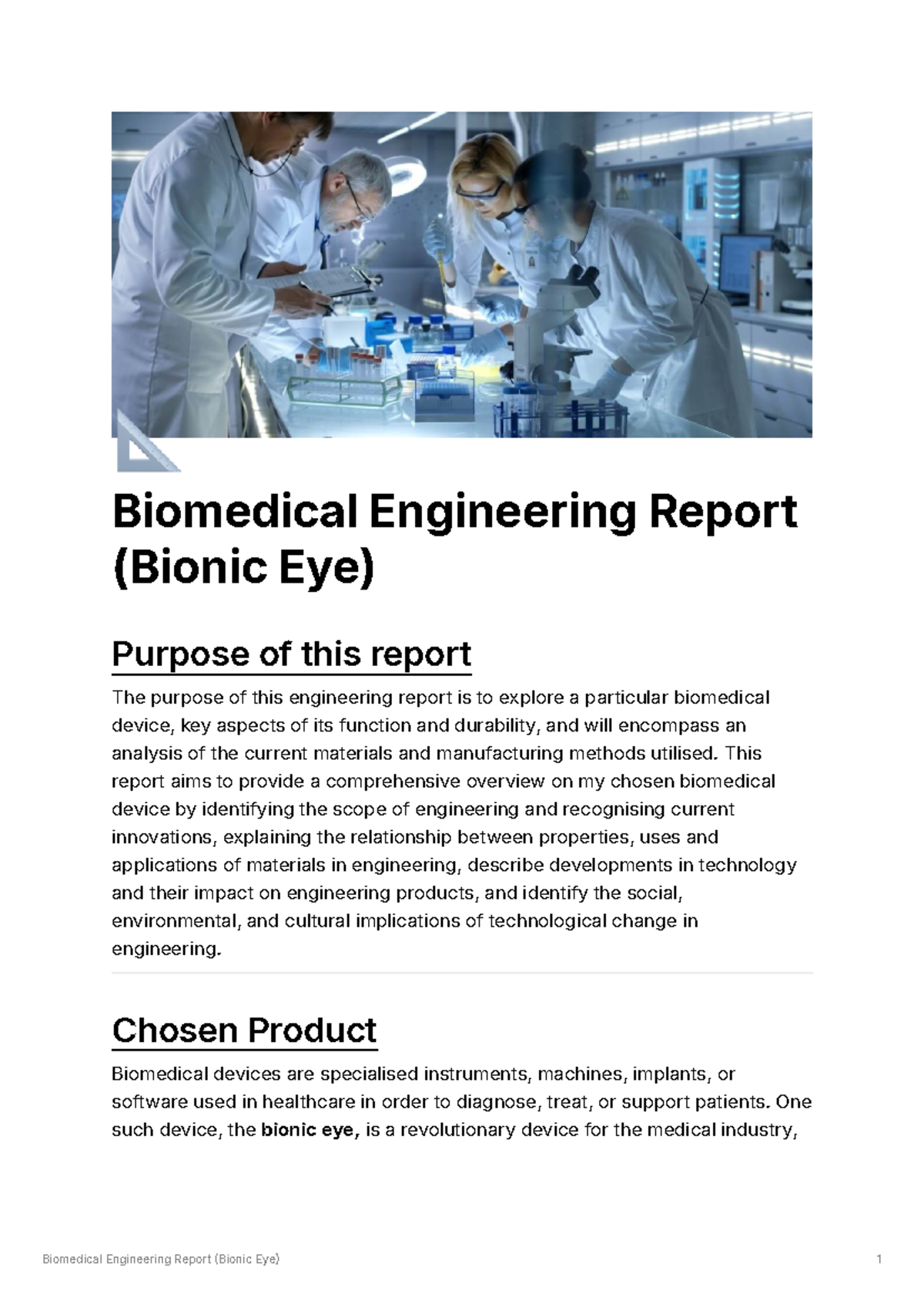 Biomedical Engineering Report: In-Depth Analysis of Bionic Eye - Studocu
