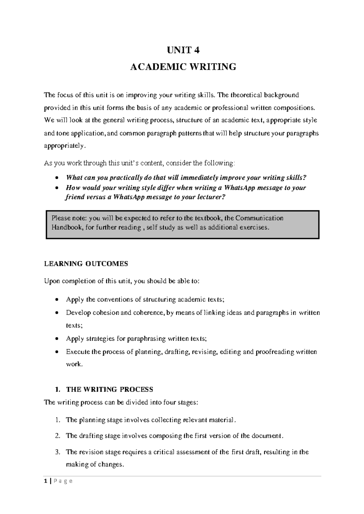 Academic Writing Unit 4 Notes - Improving Writing Skills Techniques ...