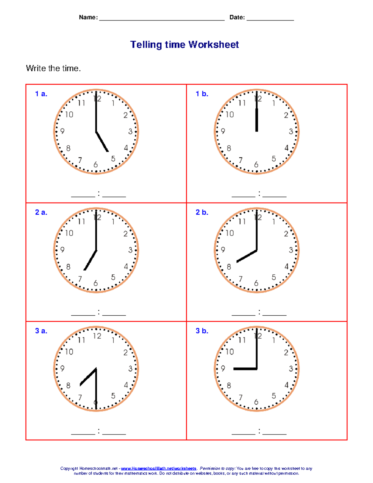 Telling Time Worksheet for Math Practice - Studocu