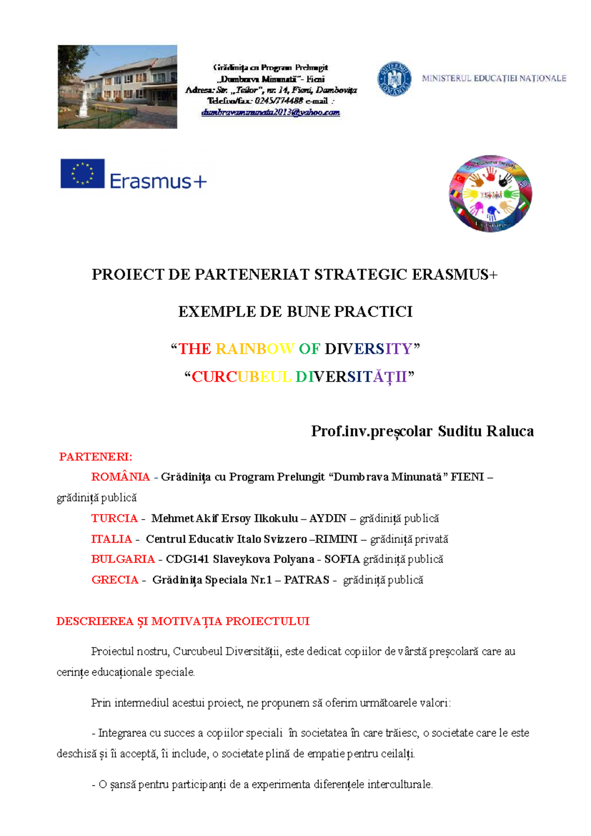 Exemple de Bune Practici în Proiectul Curcubeul Diversității - Studocu